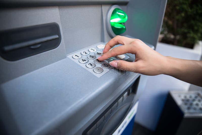 Entering Personal Identification Number on ATM Stock Image - Image of ...
