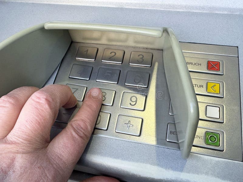 Hand Entering Pin on Atm Keypad with Privacy Shield Stock Photo - Image ...