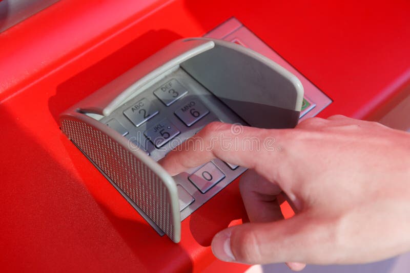 Hand Entering Pin Code at Cash Machine Stock Image - Image of ...