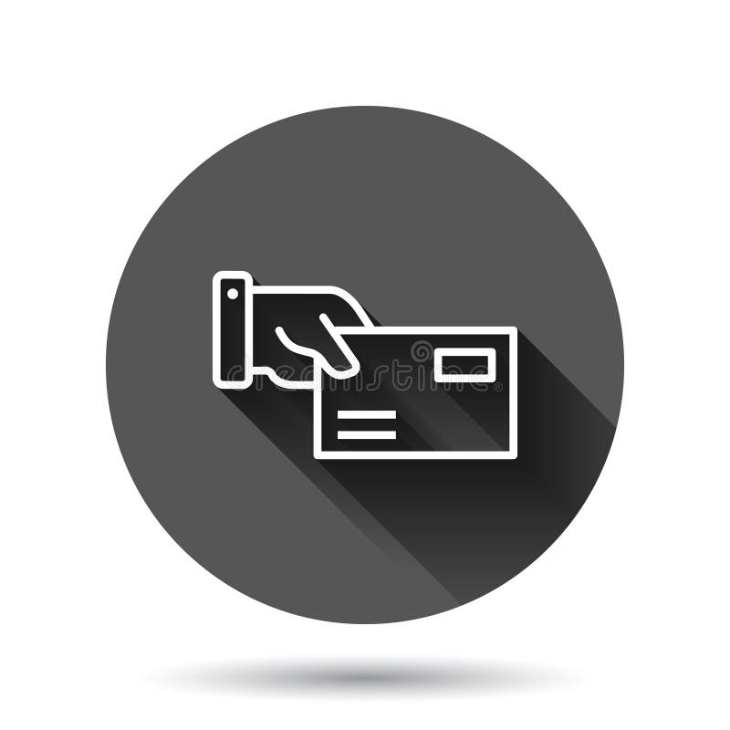 Hand with Envelope Icon in Flat Style. Mail Letter Delivery Vector ...