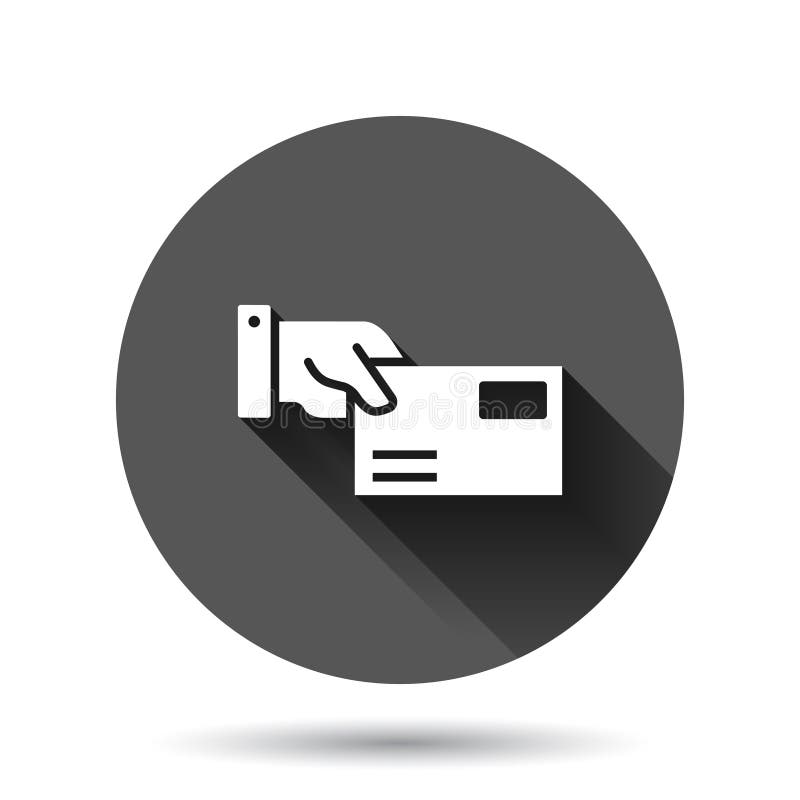 Hand with Envelope Icon in Flat Style. Mail Letter Delivery Vector ...