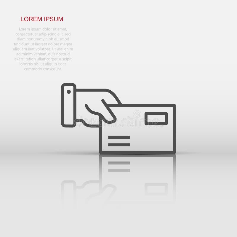 Hand with Envelope Icon in Flat Style. Mail Letter Delivery Vector ...