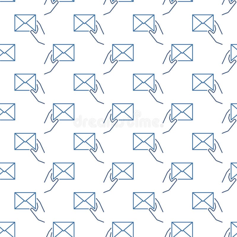Hand with Envelope Vector Line Minimal Seamless Pattern Stock ...