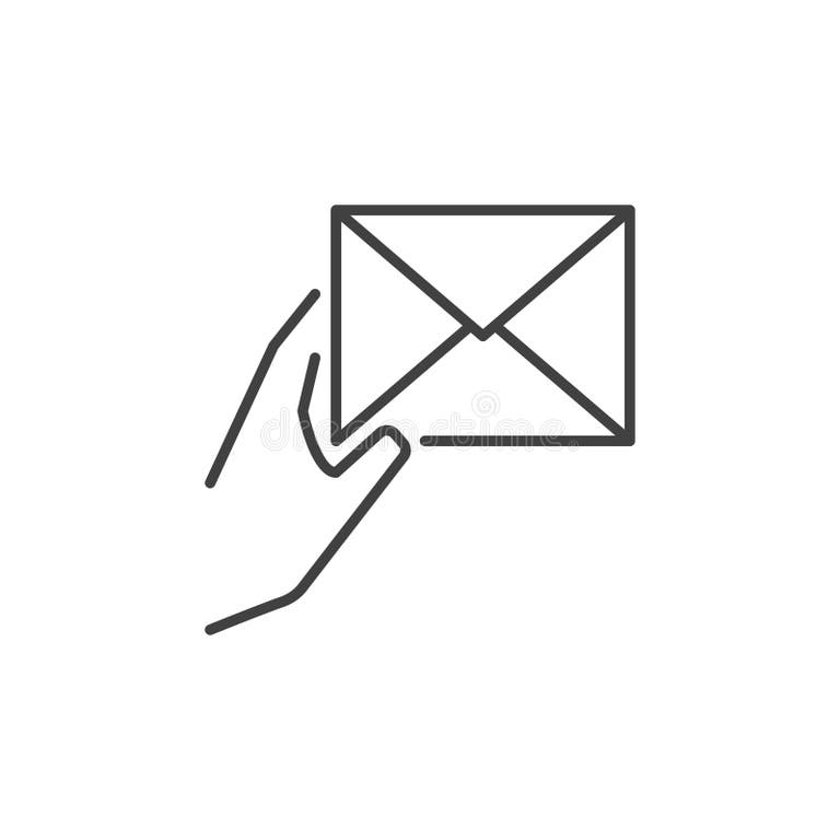Hand with Envelope Vector Message Concept Outline Icon Stock ...