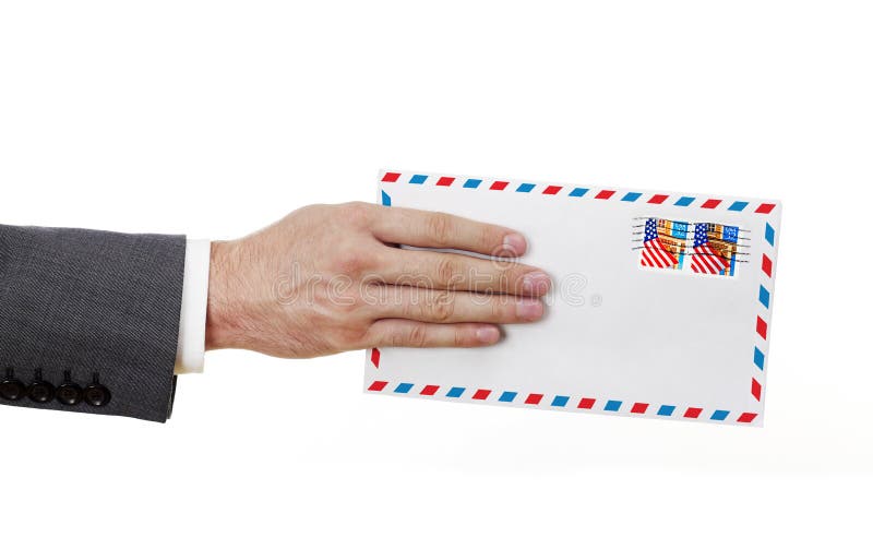 Hand with an envelope stock image. Image of occupation - 2344083