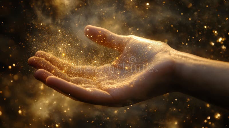 A Hand Enveloped by an Enchanting Aura of Magical Light and Sparkling ...