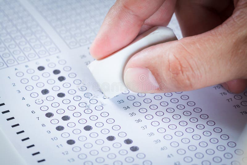 Hand Fill in Exam Carbon Paper Computer Sheet and Pencil Stock Image ...