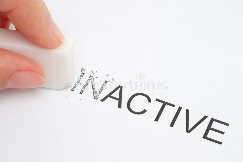 Hand Erasing Part of the Inactive Word Stock Photo - Image of media ...
