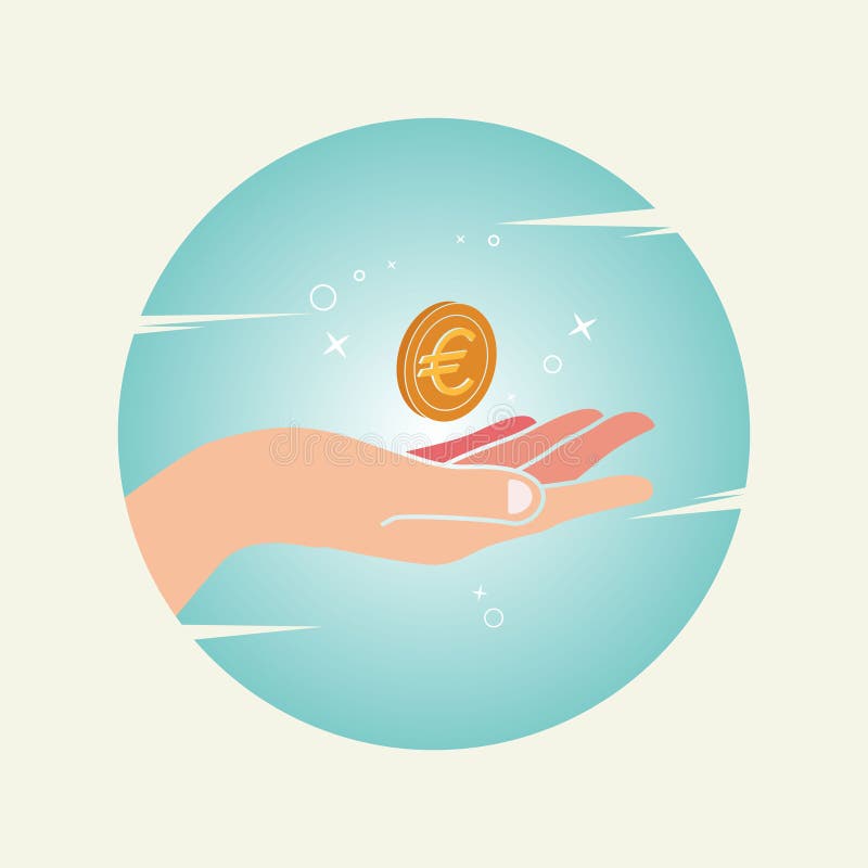 Hand with Euro Coin Icon Design Vector Illustration Stock Vector ...