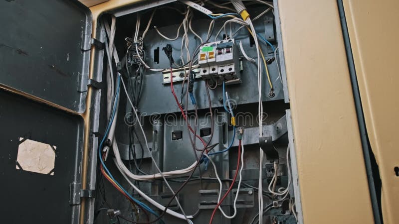 Hand Examines Open Electrical Box Wiring Close Up Stock Video - Video ...