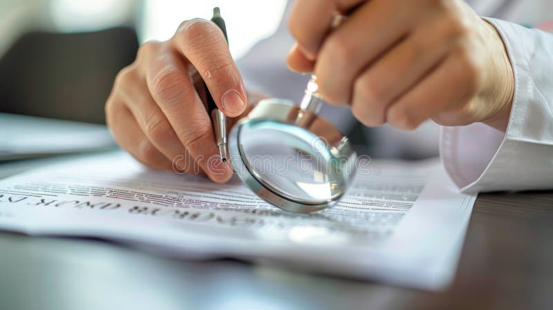 The Document and Magnifying Glass.AI Generated Stock Photo - Image of ...