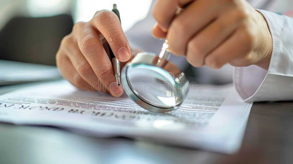 The Document and Magnifying Glass.AI Generated Stock Photo - Image of ...