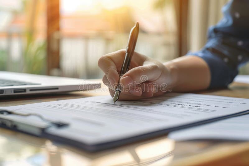 Contract Signing with Luxury Pen and Modern Laptop in Professional ...