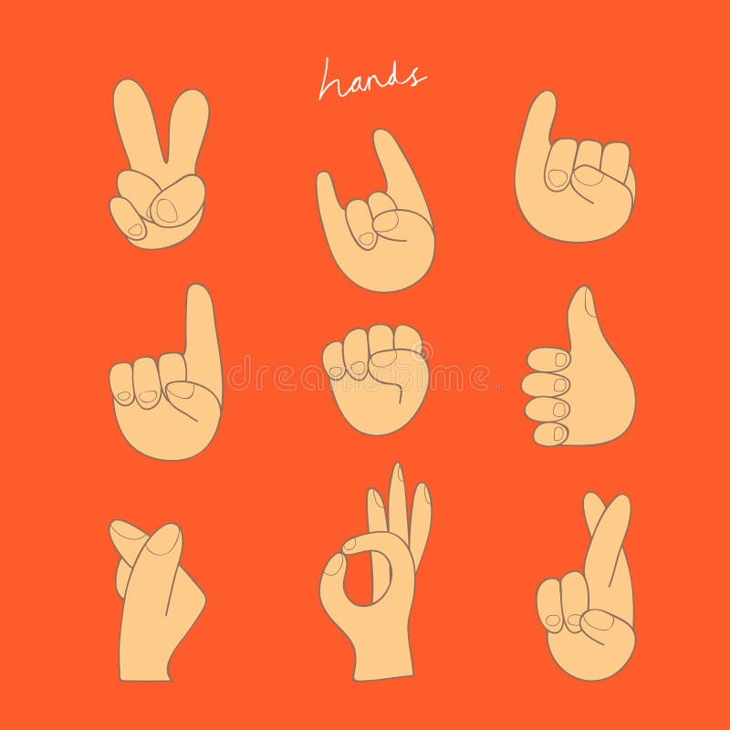 Hand Expression Element Icon and Emoticon Stock Vector - Illustration ...