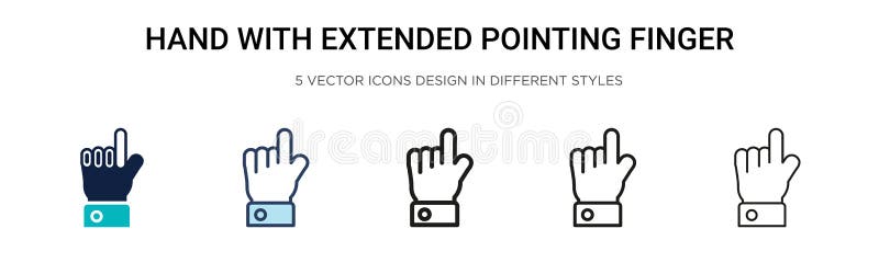 Hand with Extended Pointing Finger Icon in Filled, Thin Line, Outline ...