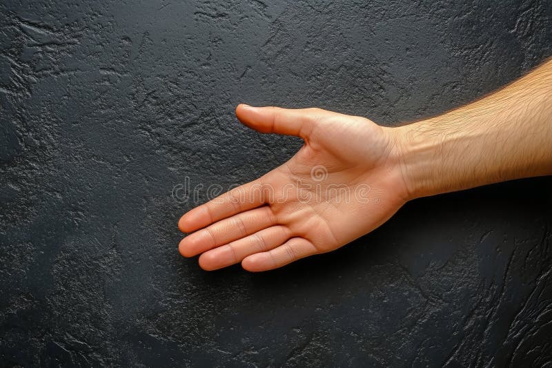 Hand Extended Toward a Black Textured Surface in a Welcoming Gesture ...