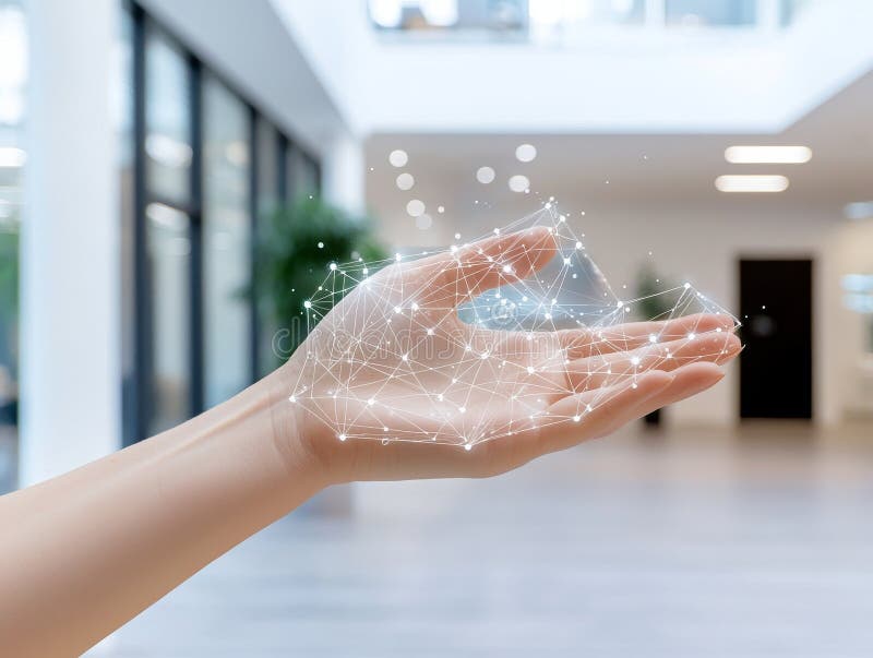 A Hand Extending with Luminous Links, Representing Technology and ...