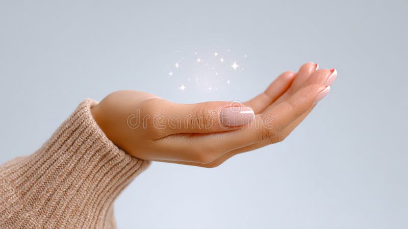 Delicate Hand Reaching Out with Sparkles Stock Photo - Image of ...
