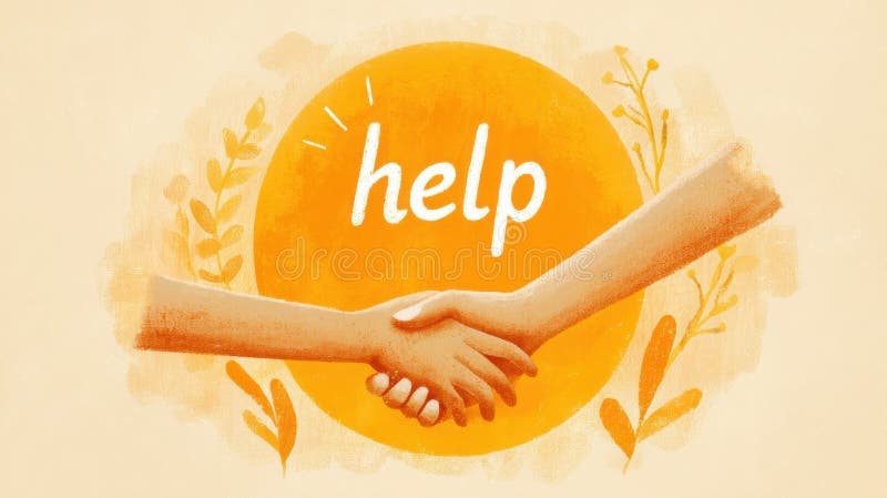Hand Reaching Out for Help Symbol, Warm Neutral Tones Create an ...