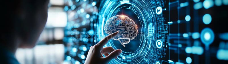 A Hand Extends Towards a Luminous, Round Digital Interface, Symbolizing ...