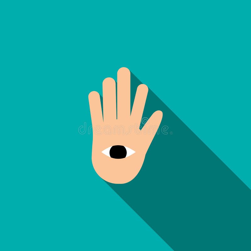 Hand with the Eye Icon in Flat Style Stock Illustration - Illustration ...