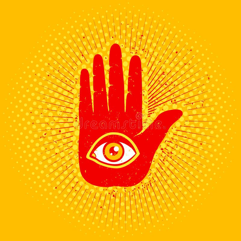 Hand and eye stock vector. Illustration of allegory, illuminated - 71581781