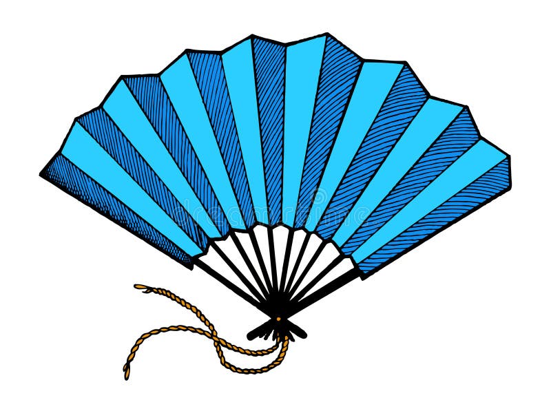 Hand Fan Engraving Style Vector Stock Illustration - Illustration of ...