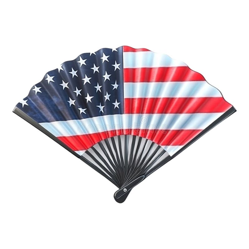 A Hand Fan Featuring the American Flag Isolated on a Transparent ...