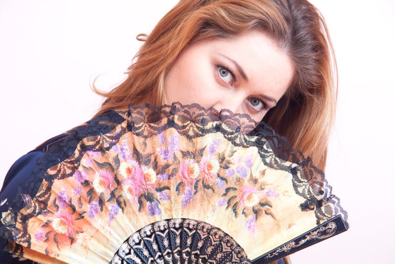 Hand fan stock photo. Image of woman, holding, blond - 45533612