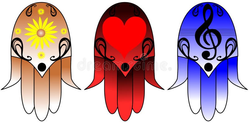 Set of Hand of Fatima with Different Decorations Isolated Stock Photo ...