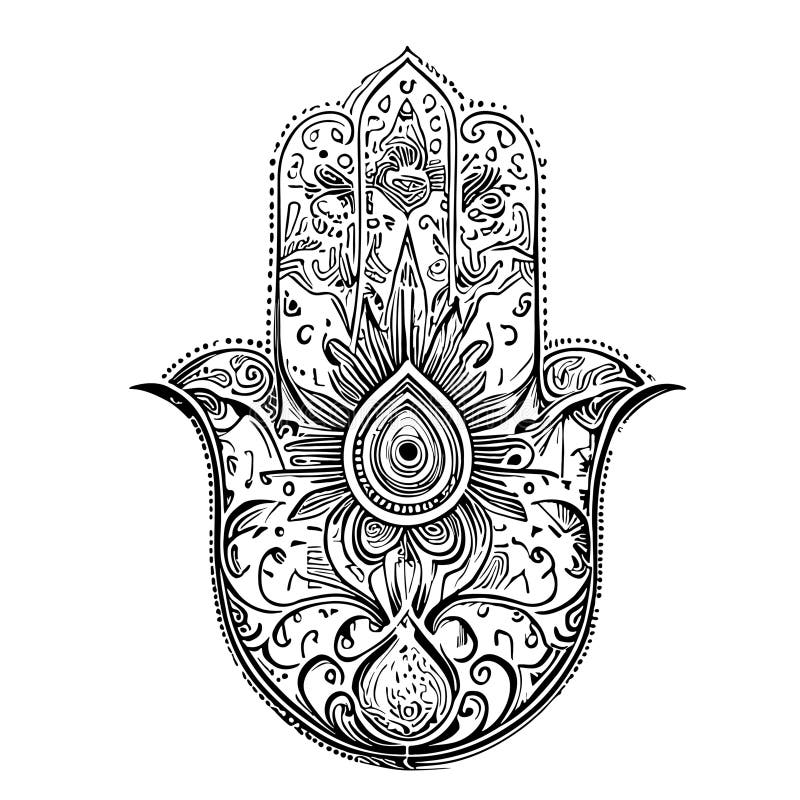 Hand of Fatima Amulet Retro Sketch Hand Drawn Sketch Vector ...
