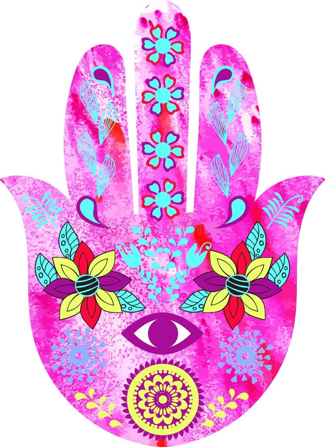 Hand of Fatima, Vector Simbol Stock Vector - Illustration of floral ...