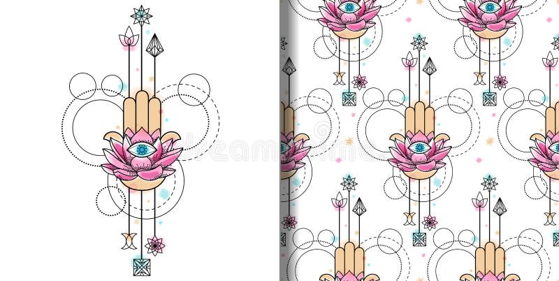 Hand of fatima with eye stock vector. Illustration of artwork - 24603040