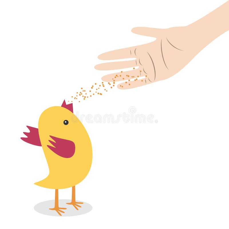 Hand feeding chicken stock vector. Illustration of person - 63699149