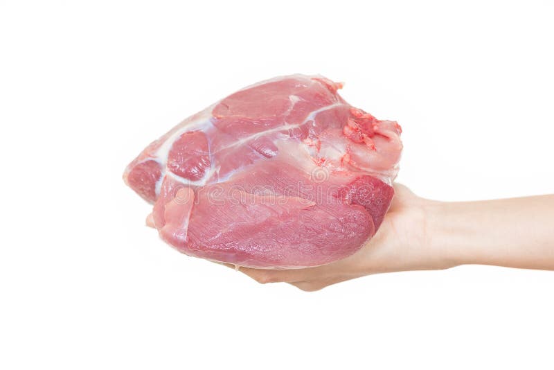Hand of Female Holding Meat. Stock Image - Image of retail, person ...