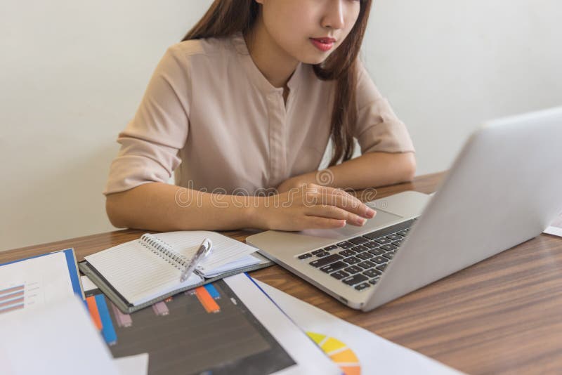 Hand of Female Tapping on Mouse Touchpad Stock Image - Image of laptop ...