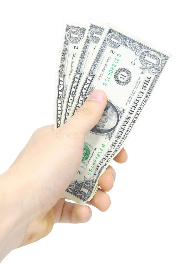 Hand With Few Bucks Isolated On White Picture. Image: 7828442
