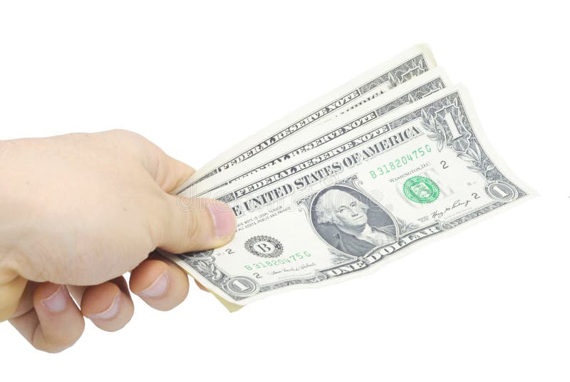 Hand With Few Bucks Isolated On White Picture. Image: 7828456
