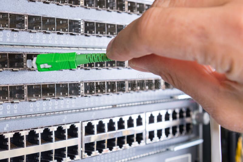 Hand with Fiber Optic Cable Stock Photo - Image of administrator ...