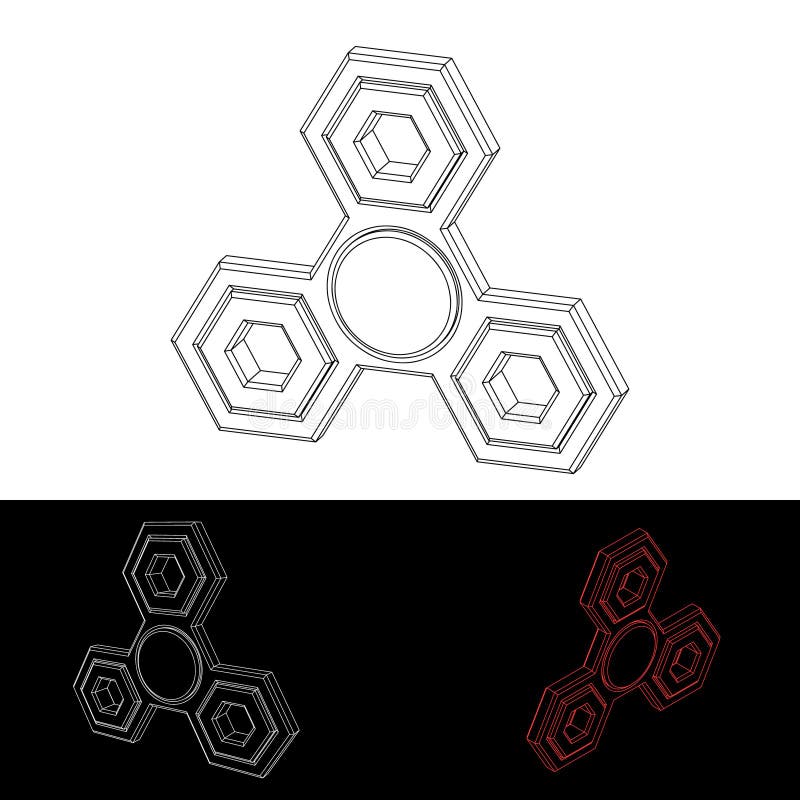 Hand Fidget Spinner. Vector Outline Illustration. Stock Vector ...