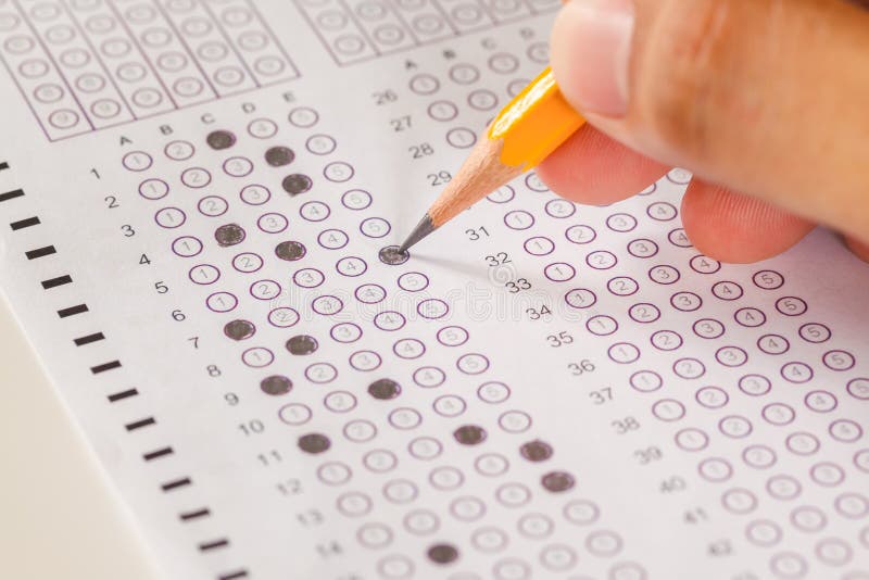 Hand Fill in Exam Carbon Paper Computer Sheet and Pencil Stock Image ...