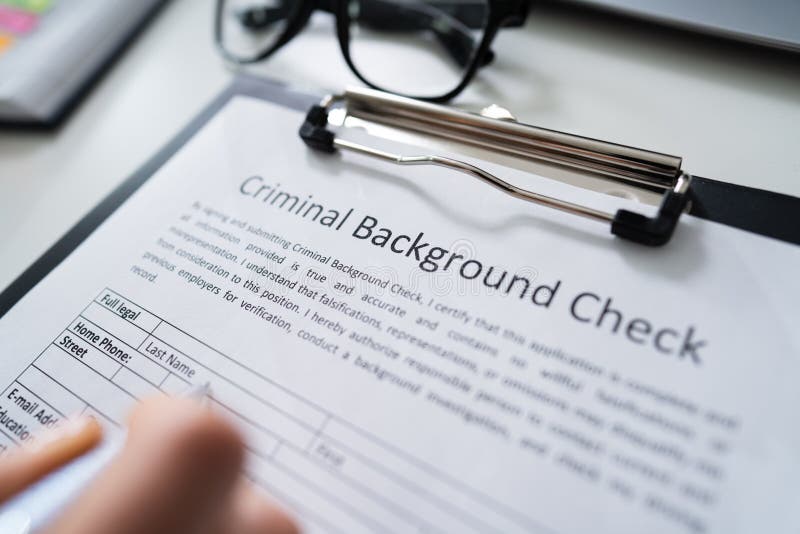 Criminal Background Check Application Form Stock Photo - Image of claim ...