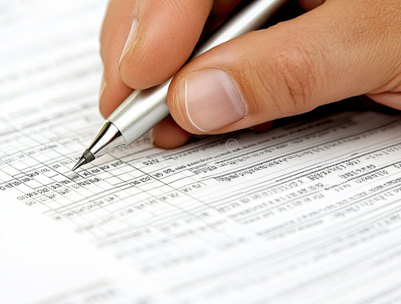 Hand filling out a form stock image. Image of filling - 351462939