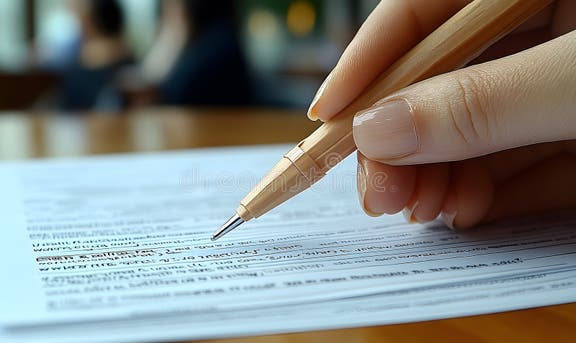 Hand Filling Out Form stock illustration. Illustration of hand - 375502182