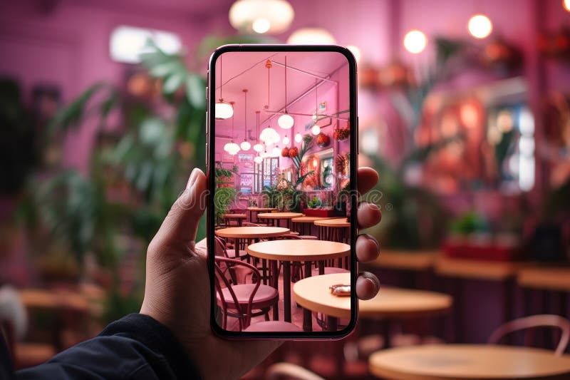 Hand Films the Establishment on the Phone Ai Generative Stock ...