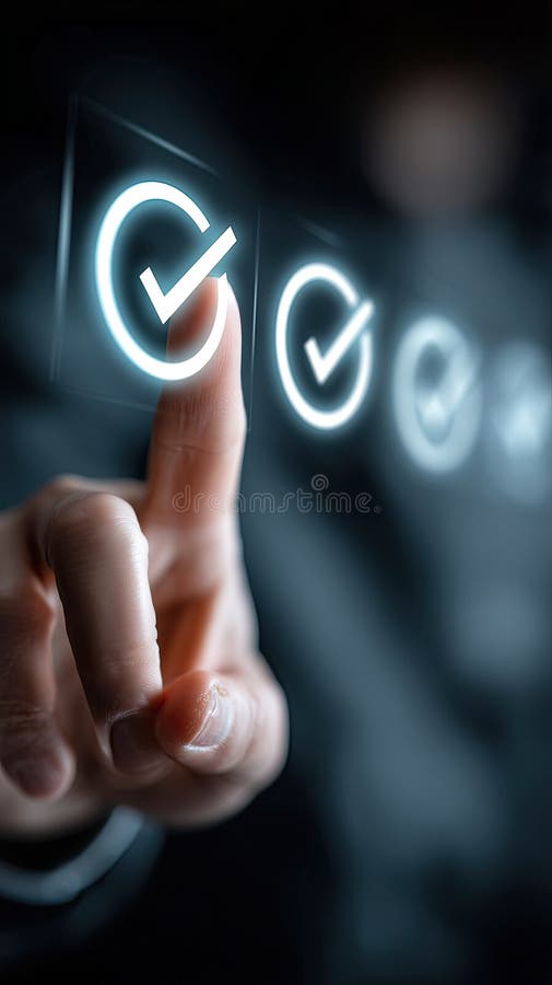 Hand Finger Digital Screen Checkmark Interactive Technology Futuristic ...