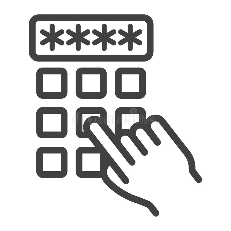 Hand Finger Entering Pin Code Line Icon, Unlock . Stock Vector ... Hand Finger Entering Pin Code Line Icon, Unlock . Stock Vector ...