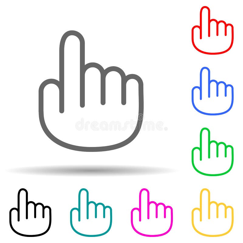 Hand with Finger Index Finger Multi Color Style Icon. Simple Thin Line ...