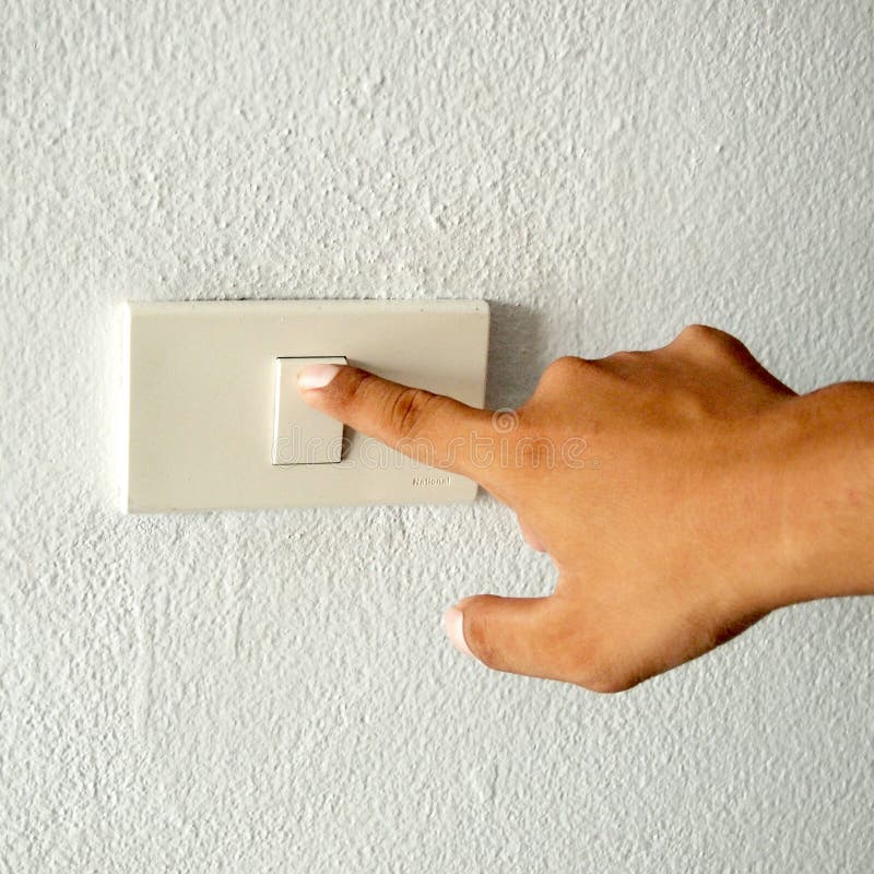 Hand with Finger on Light Switch Stock Image - Image of energy, human ...