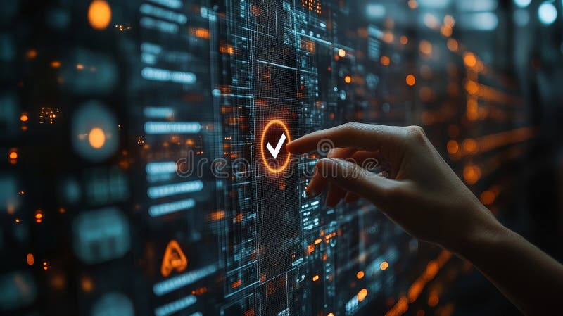 Hand with Finger Pointing at Checklist Document in Digital Environment ...